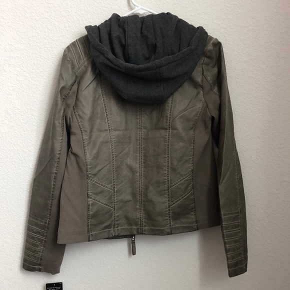 Sebby | Jackets & Coats | New Sebby Faux Leather Moto Jacket With Hood ...